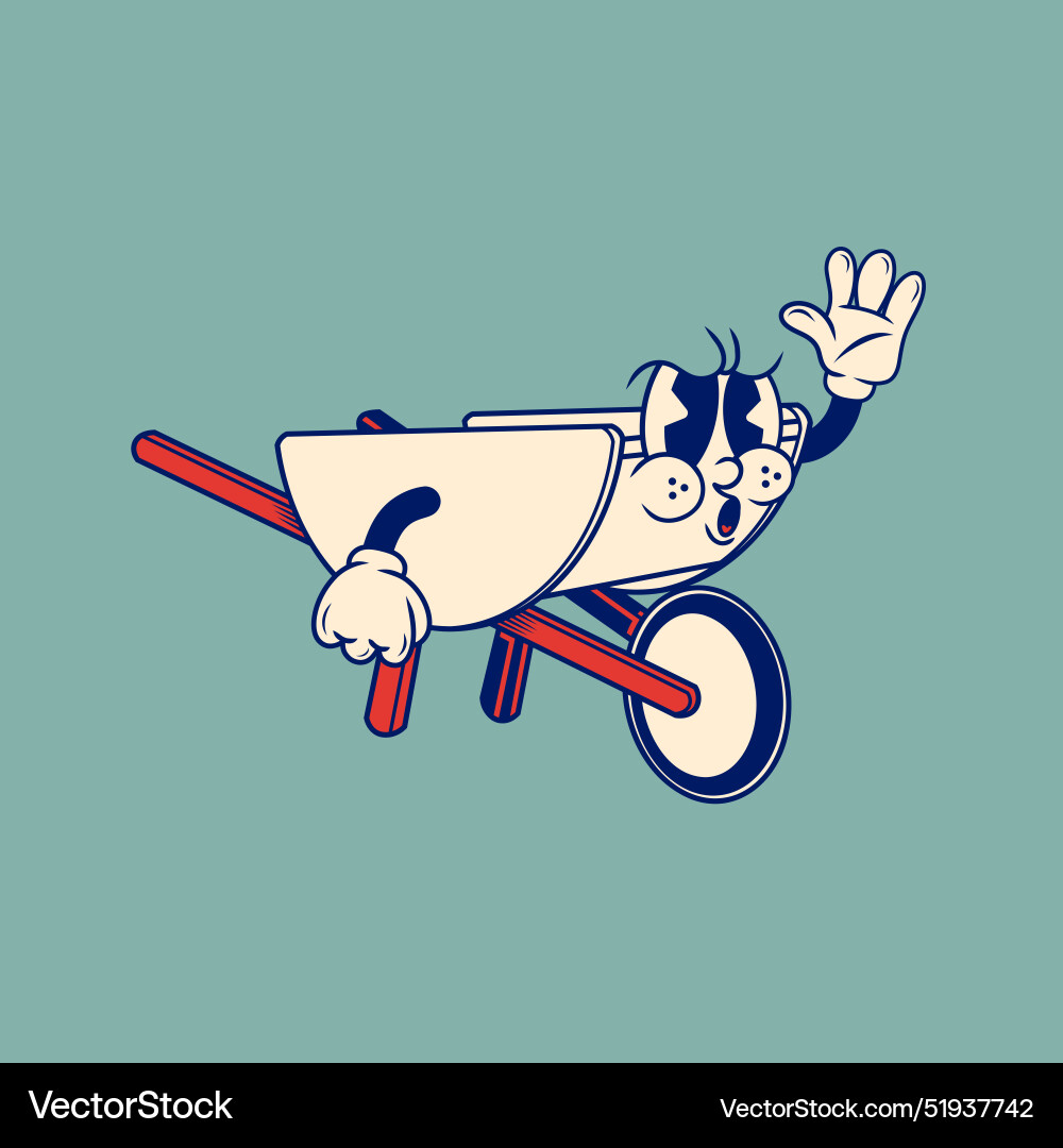Retro character design of wheelbarrow Royalty Free Vector