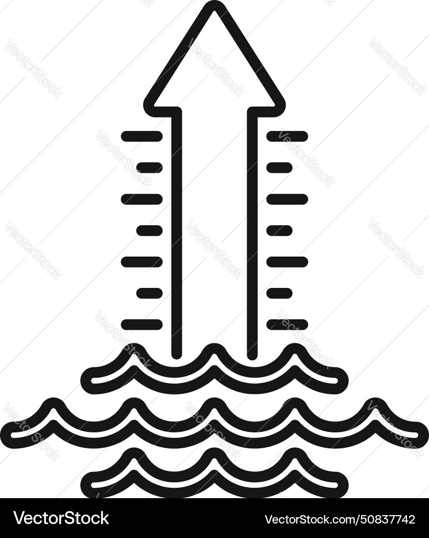 Sea level coast icon outline warming Royalty Free Vector