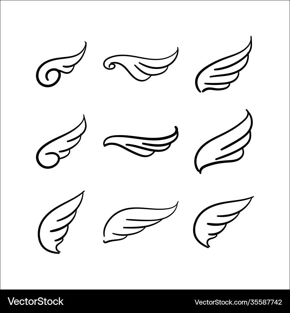 Sketch angel wings Royalty Free Vector Image - VectorStock