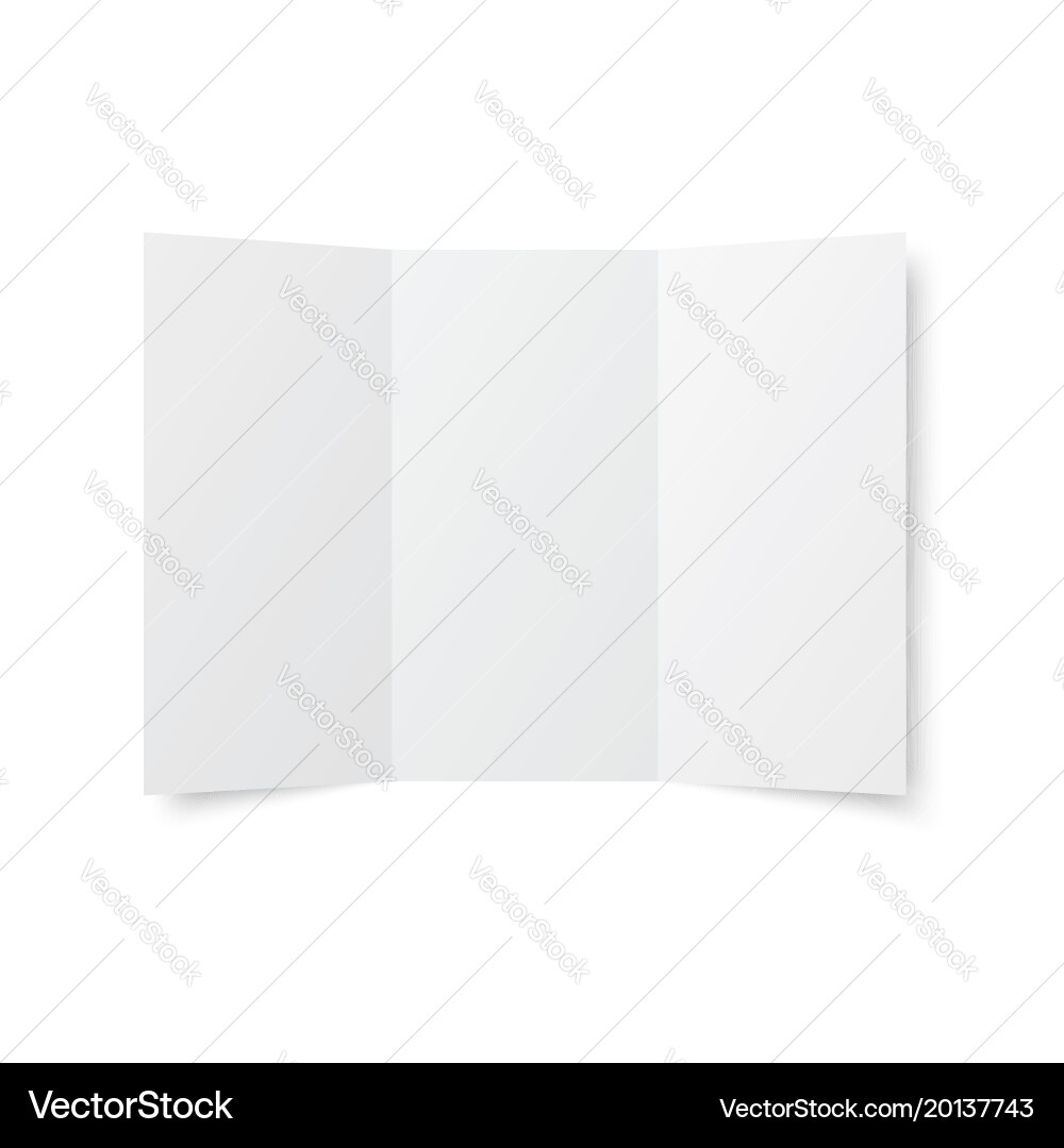 Blank white trifold leaflet opened Royalty Free Vector Image
