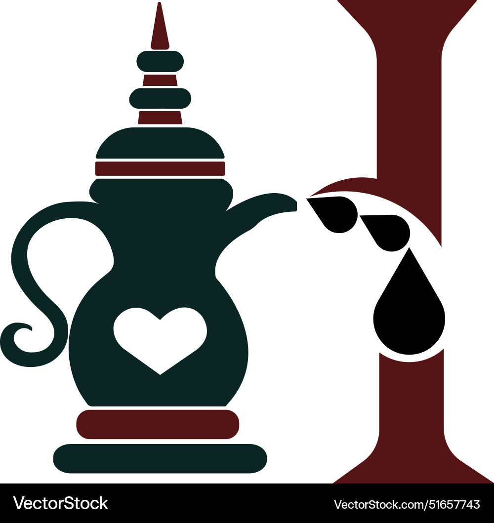 Coffee pot logo design arabic jag h Royalty Free Vector