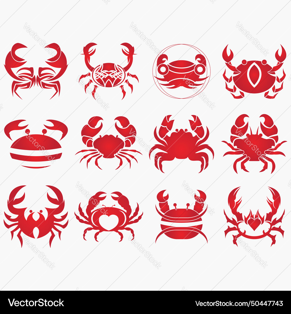 Collection of crab logos Royalty Free Vector Image