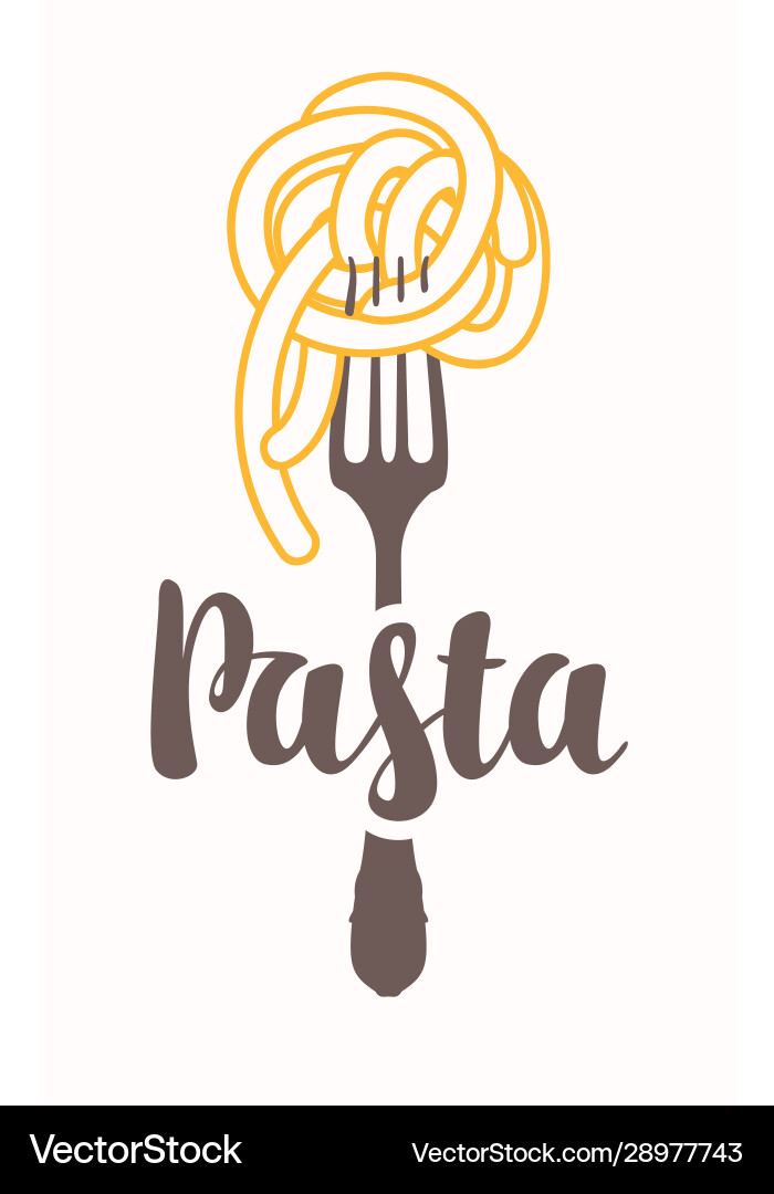Flat with pasta on a fork Royalty Free Vector Image