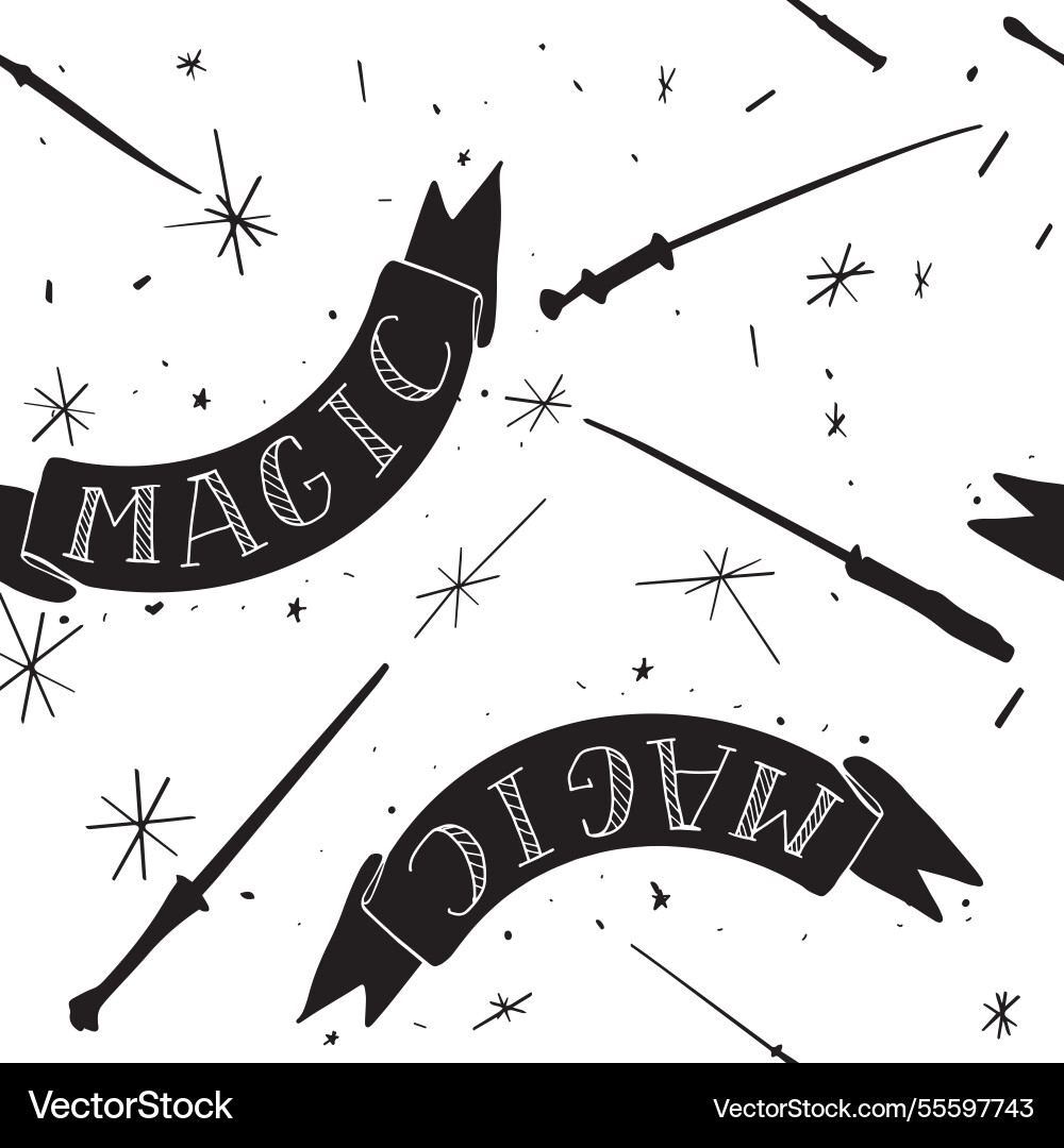Magic wand pattern seamless textile design Vector Image