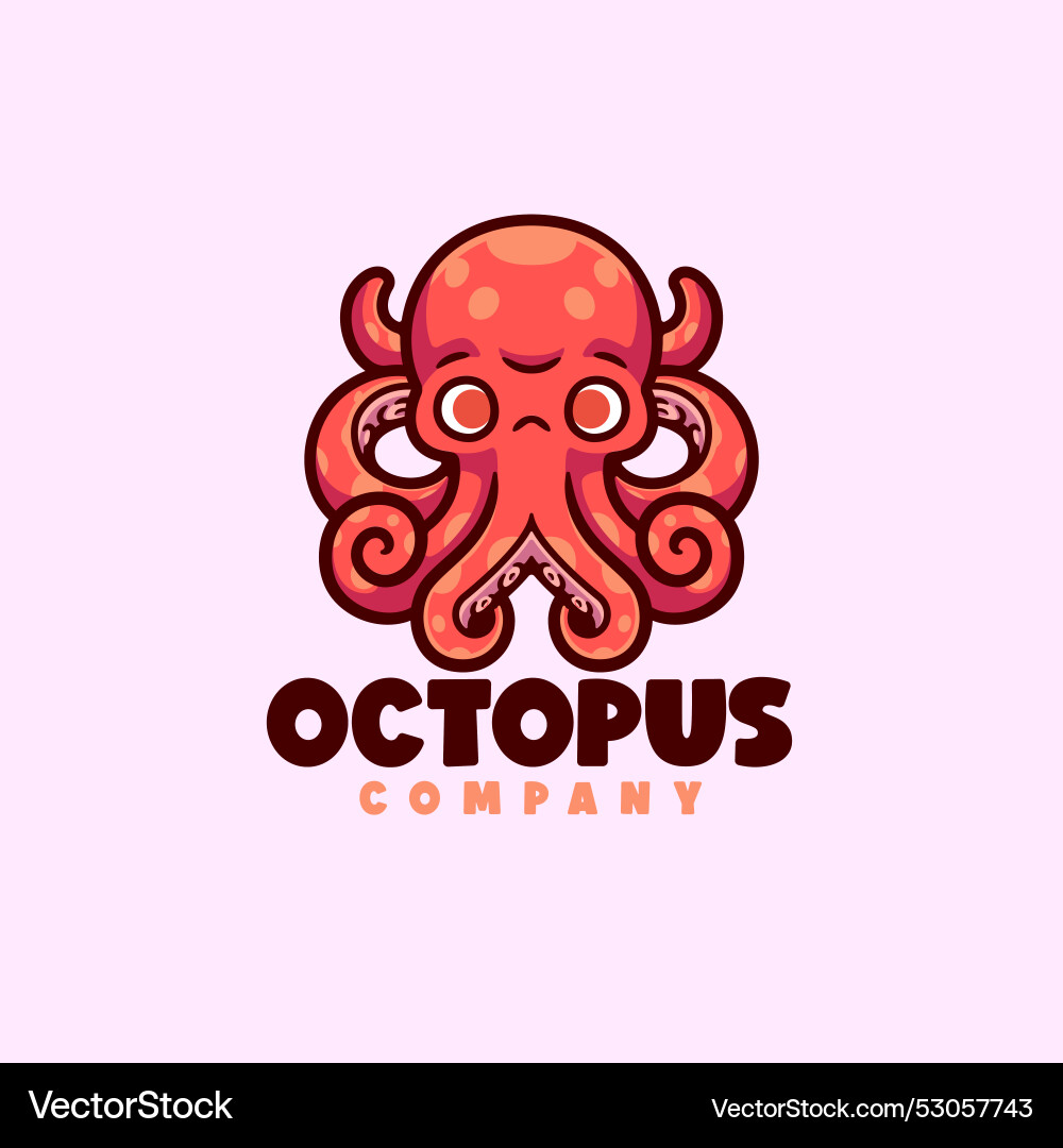 Octopus logo cartoon character Royalty Free Vector Image