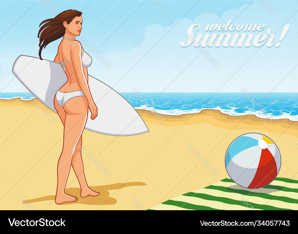 Strandmädchen auf Lizenzfreies Vektorbild - VectorStock