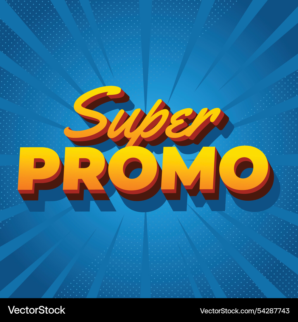 Super promo text effect in square size with bold Vector Image