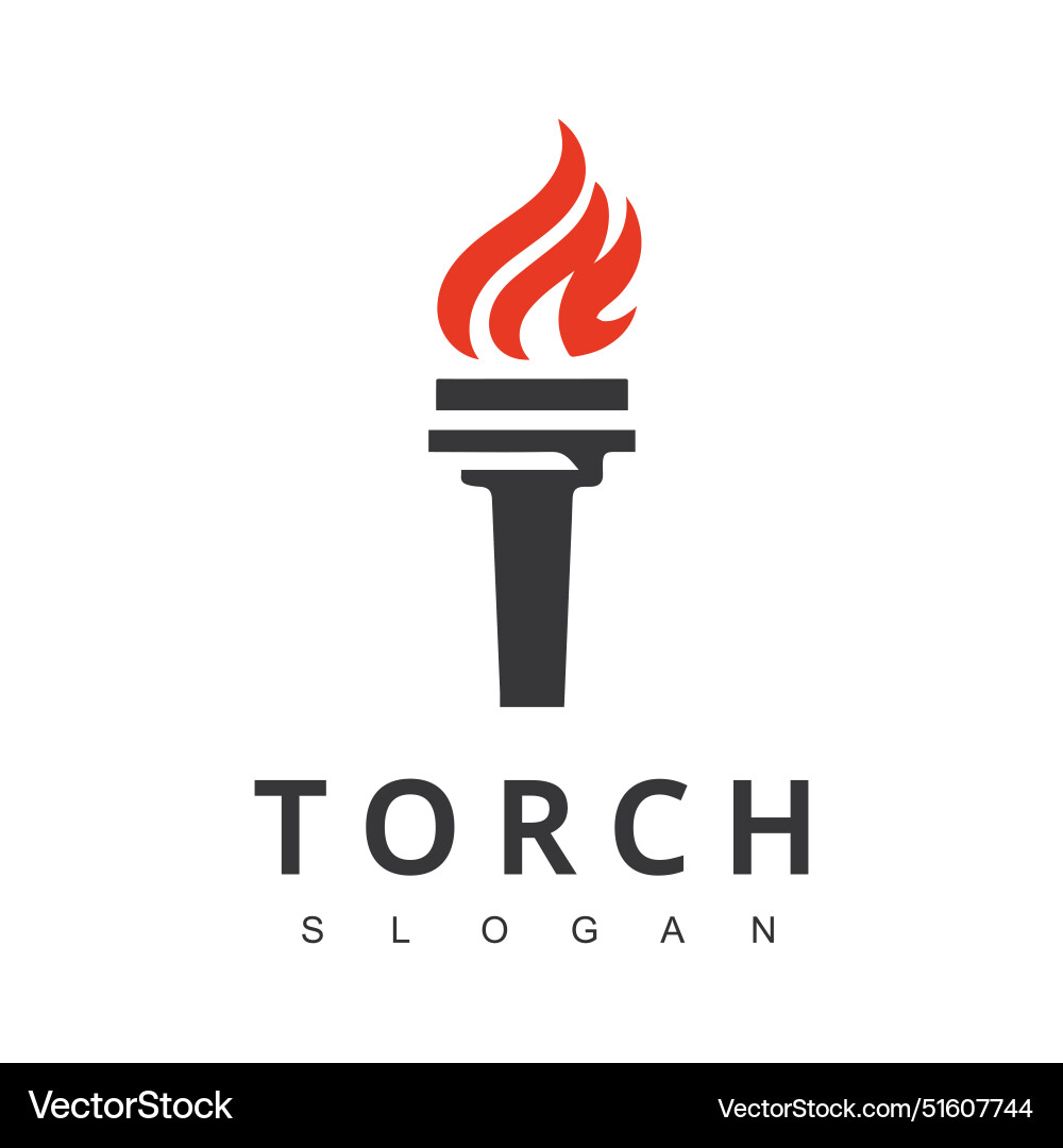 Burning torch fire flame logo design Royalty Free Vector