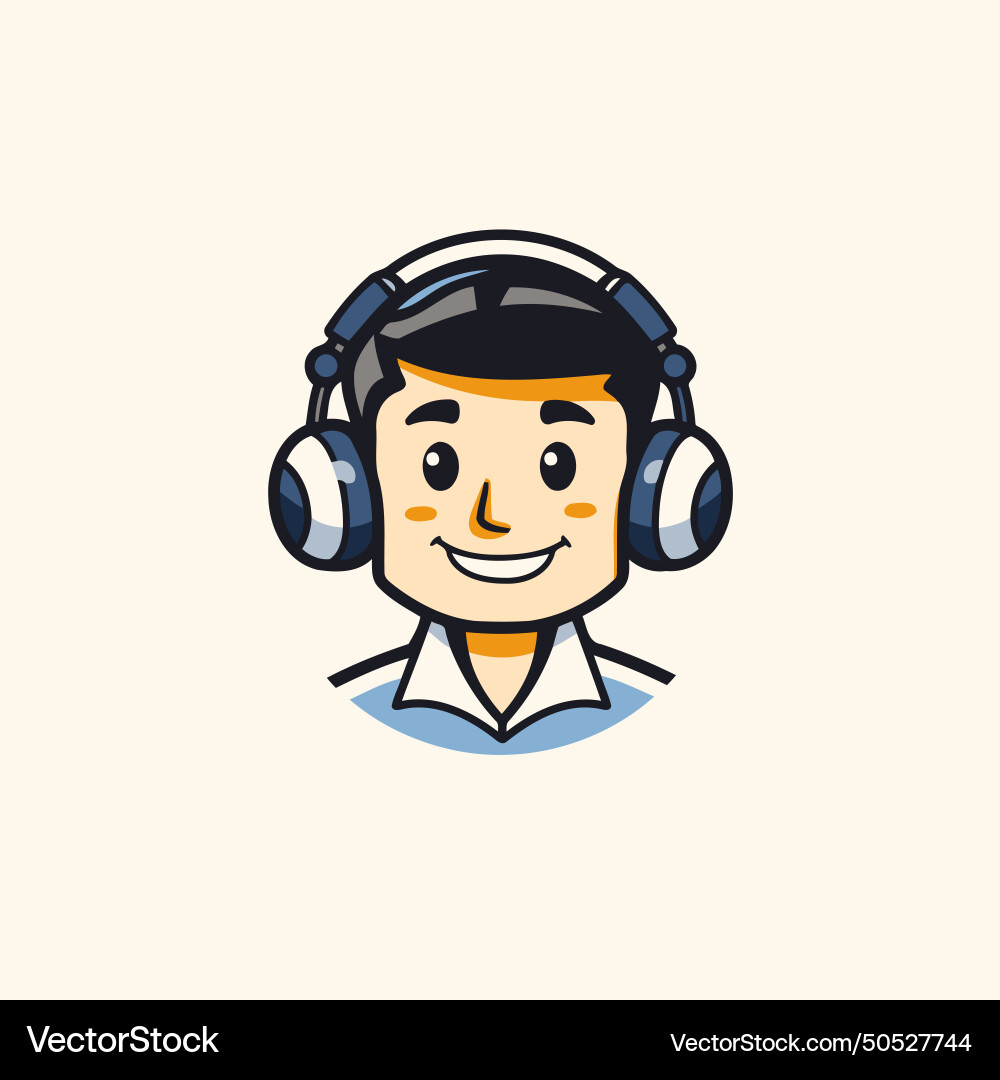 Cartoon man with headphones Royalty Free Vector Image