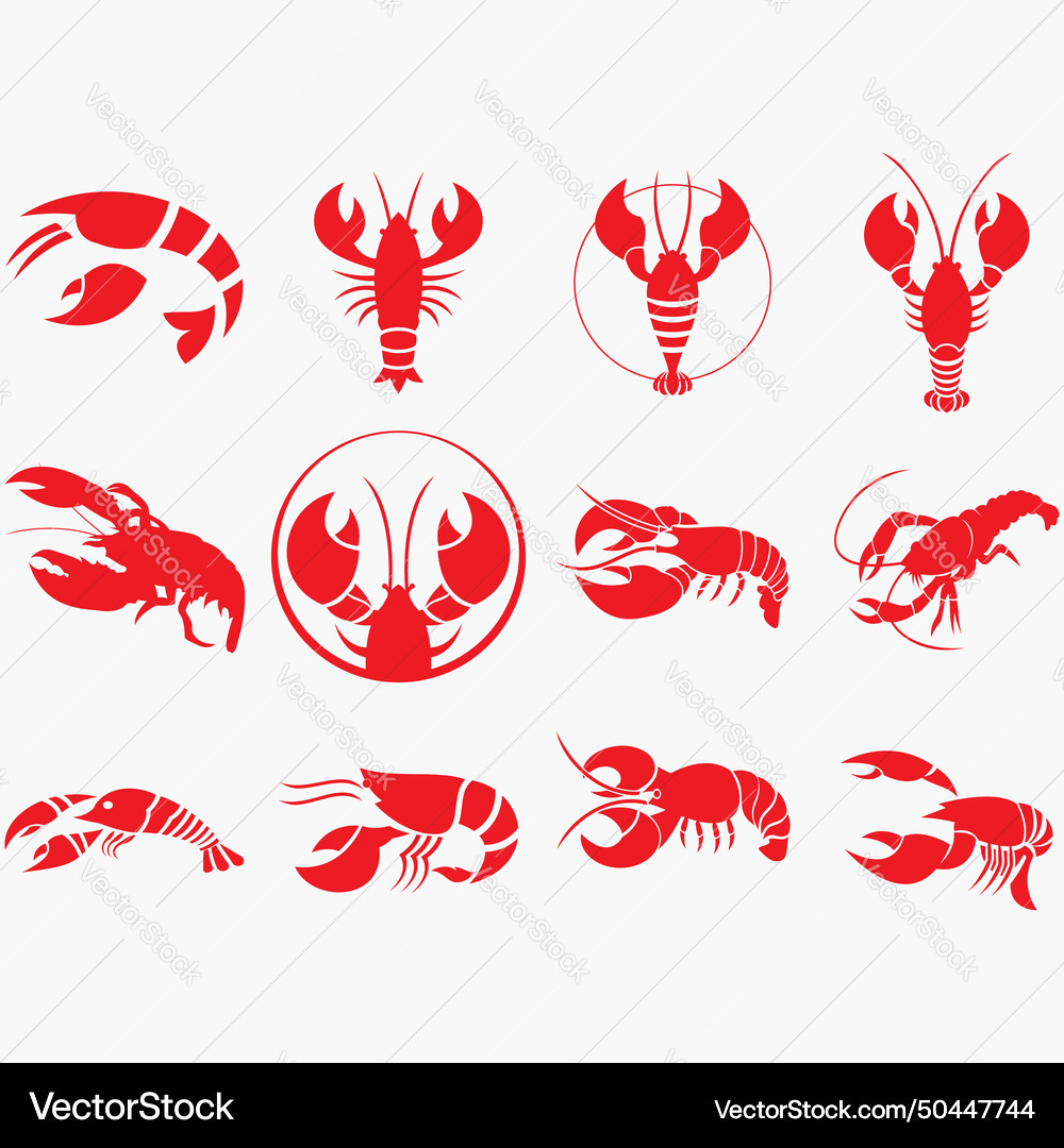 Collection of lobster logos Royalty Free Vector Image