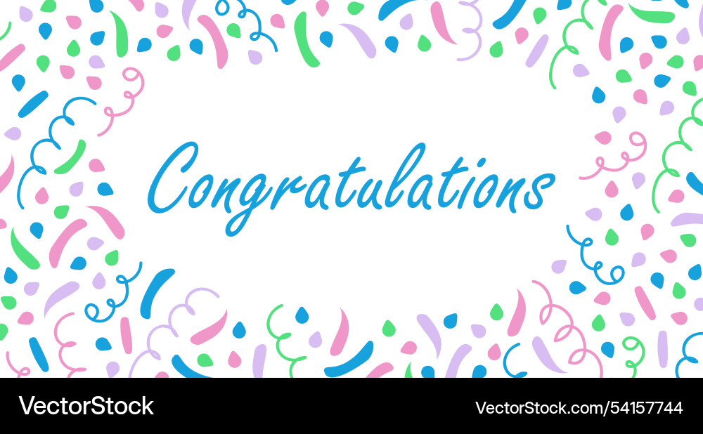 Congratulations in confetti frame explosion party Vector Image
