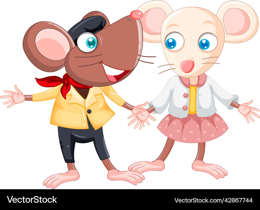 Cute couple mouses cartoon Royalty Free Vector Image