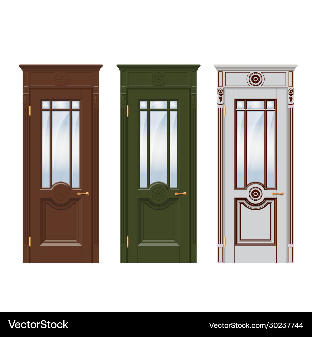 Doors set isolated on white Royalty Free Vector Image