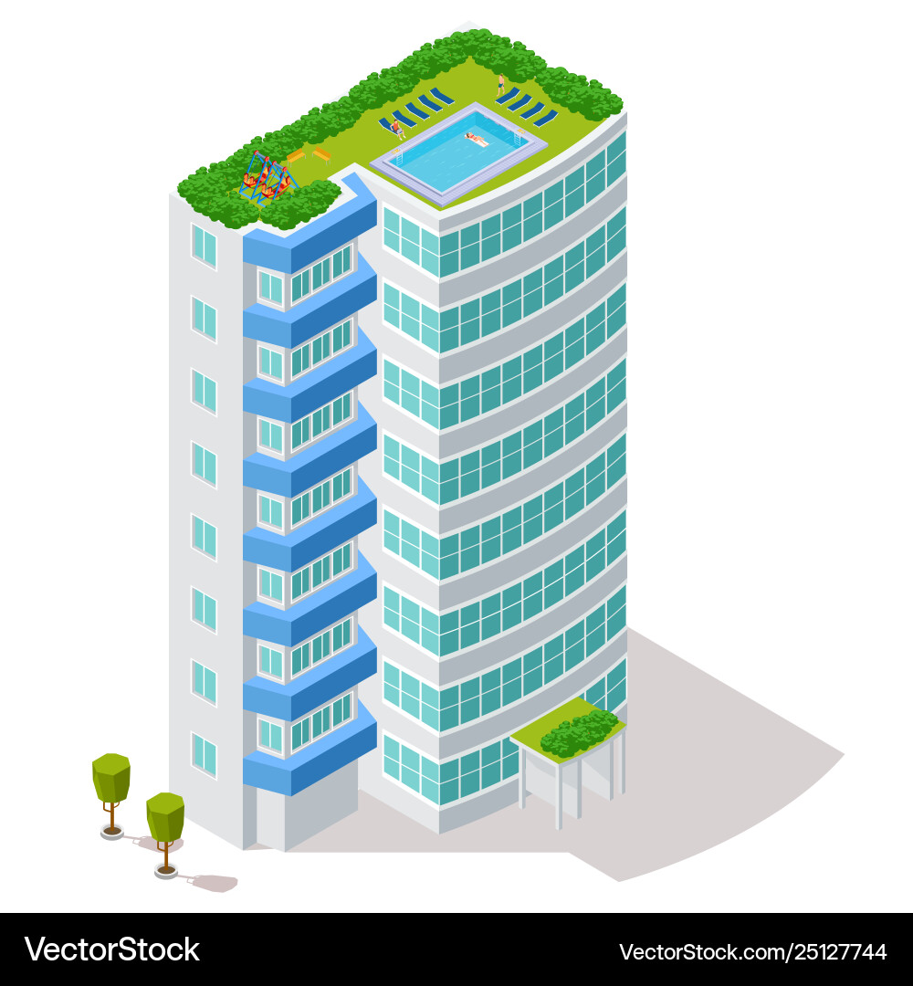 Ecological concept hotel building with rest Vector Image
