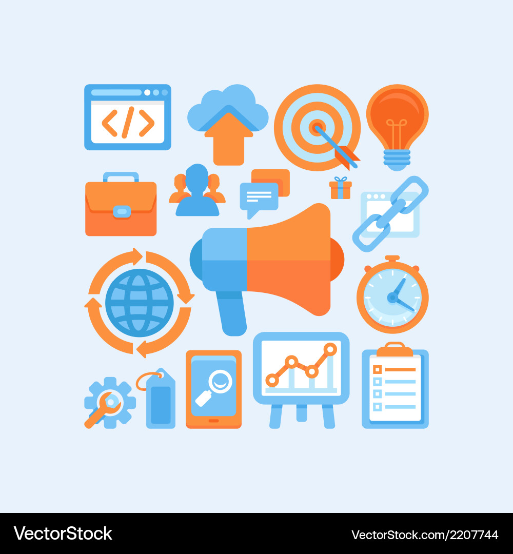 Flat internet marketing concept Royalty Free Vector Image