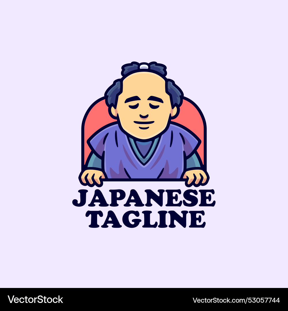 Japanese man logo cartoon character Royalty Free Vector