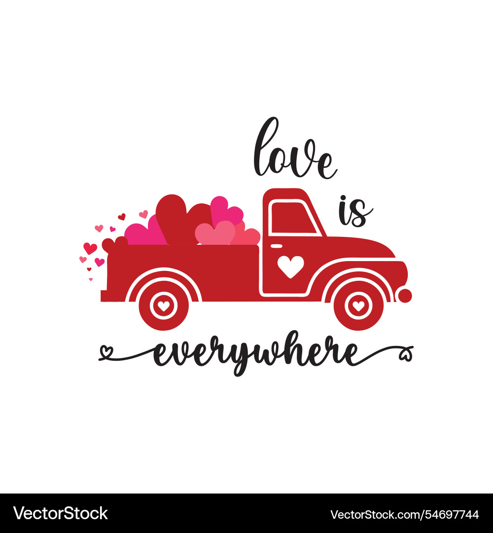 Love is every where - valentine typography Vector Image