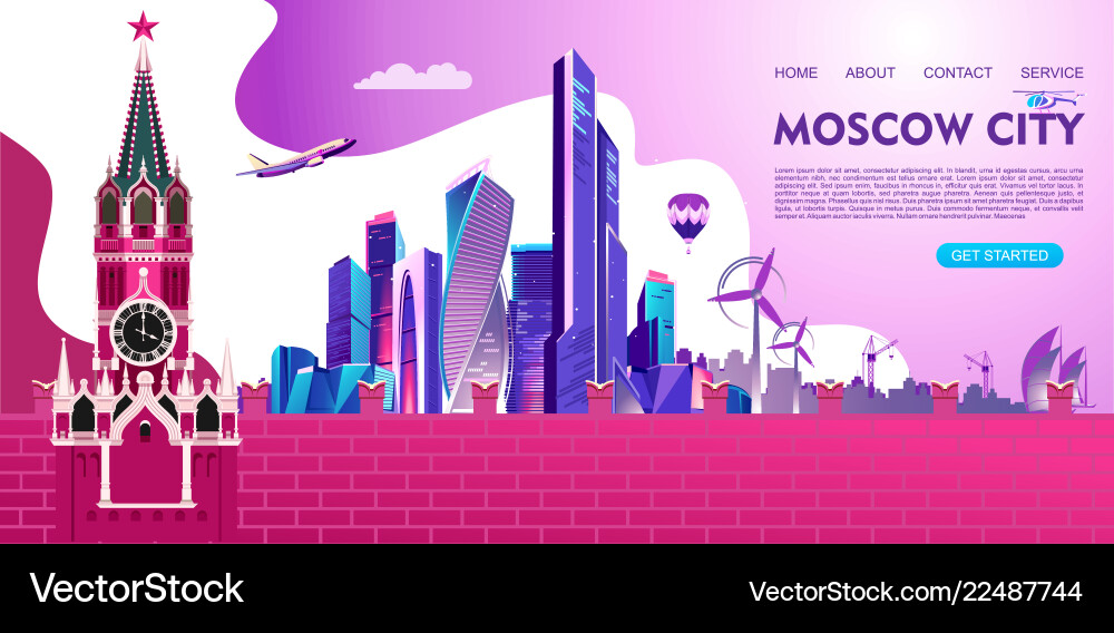 Moscow City Skyline Banner Royalty Free Vector Image