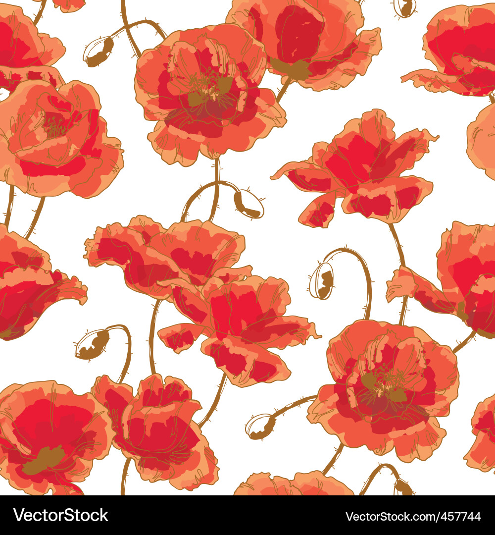Poppy pattern Royalty Free Vector Image - VectorStock