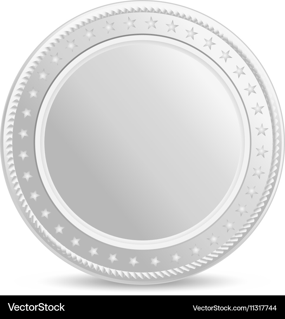 Realistic silver coin blank with shadow Royalty Free Vector