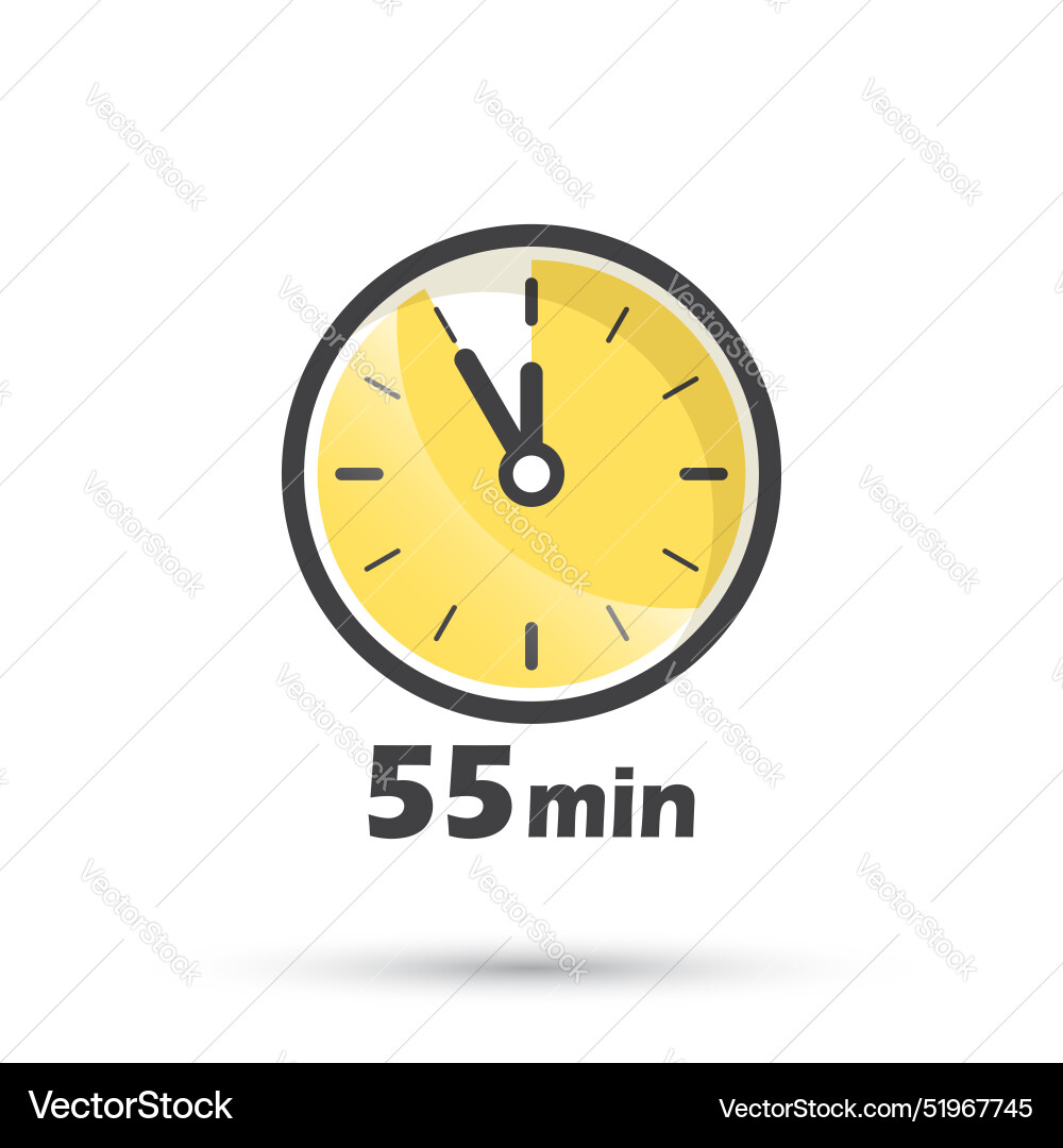 55 minutes on stopwatch icon in flat style clock Vector Image