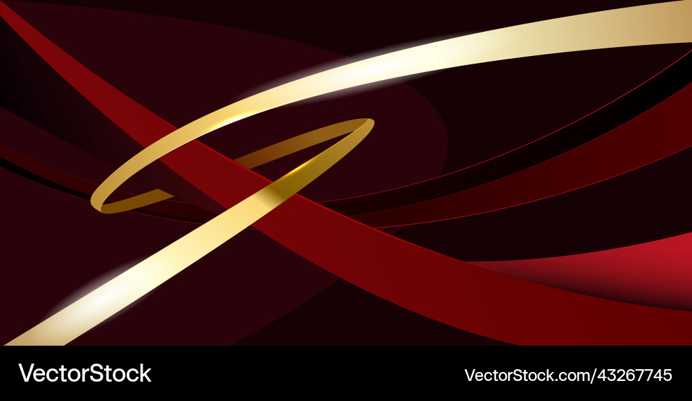 Abstract red and gold ribbons background Vector Image
