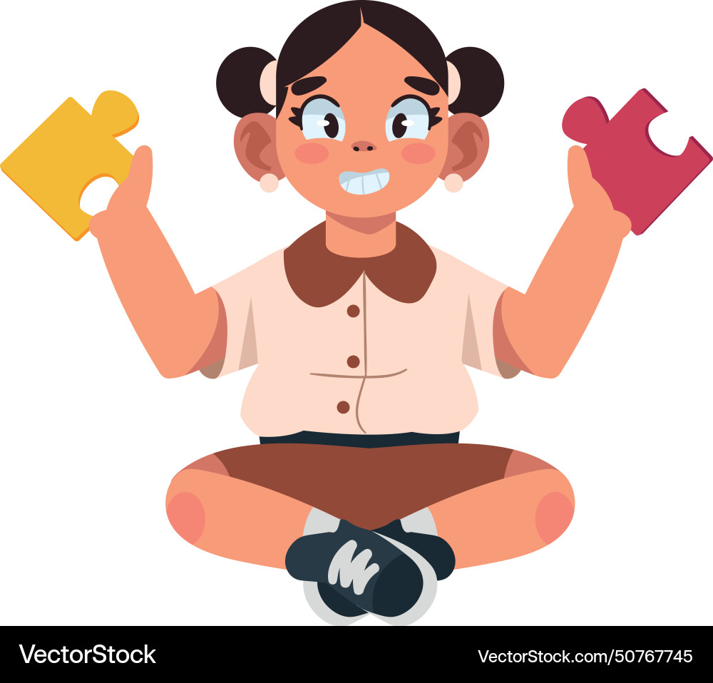 Autism girl playing Royalty Free Vector Image - VectorStock