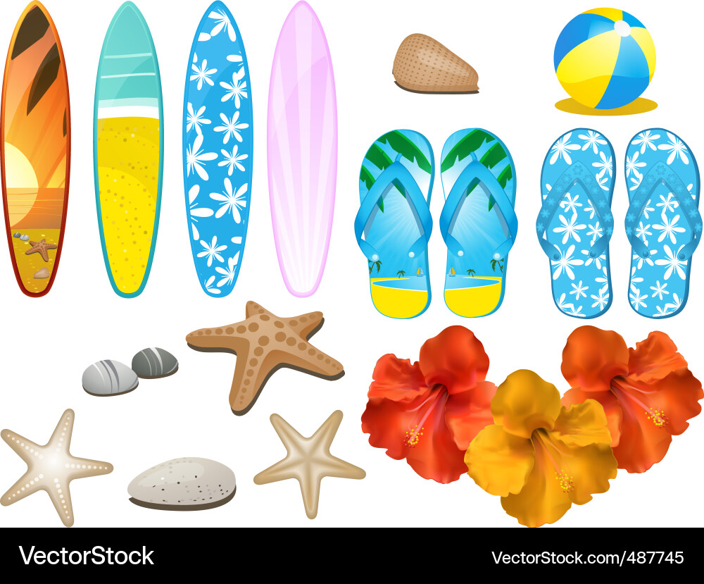 Beach and tropical elements Royalty Free Vector Image