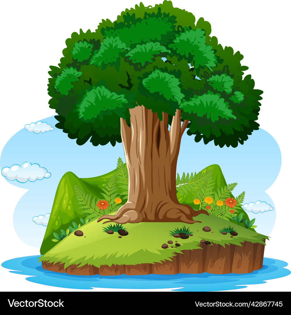 Big tree isolated cartoon Royalty Free Vector Image