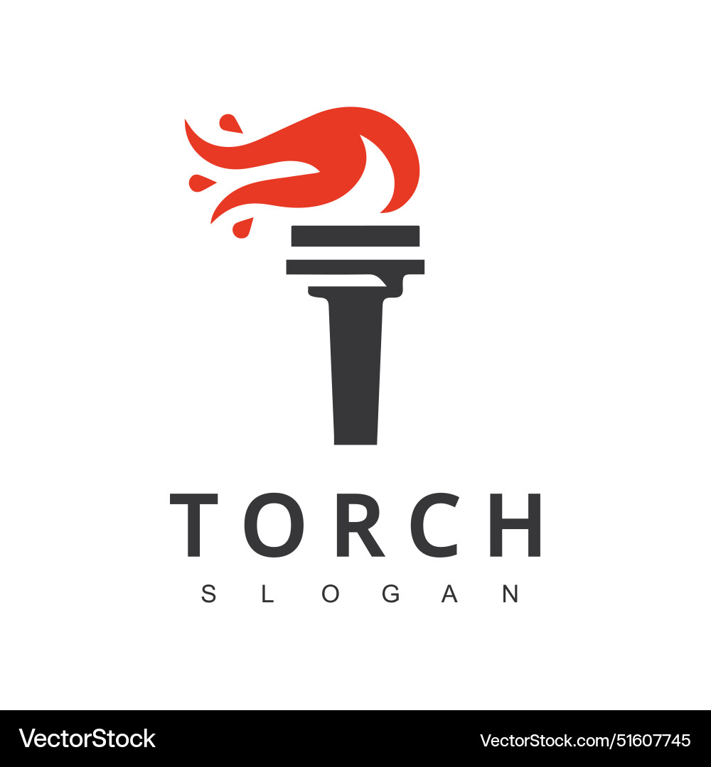 Burning torch fire flame logo design Royalty Free Vector