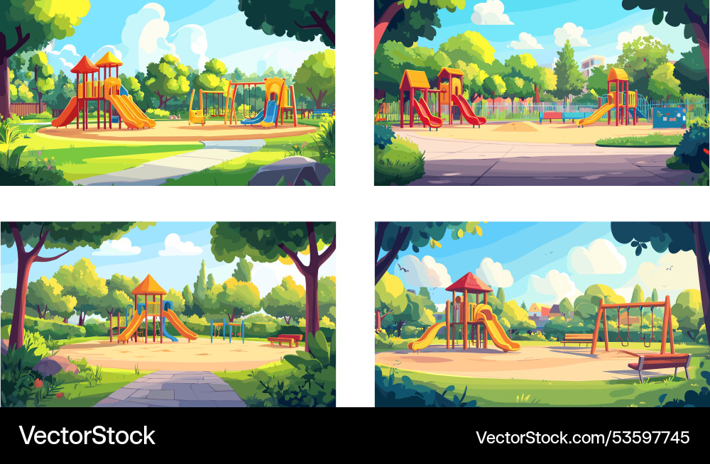 Cartoon kids playground children empty recreation Vector Image