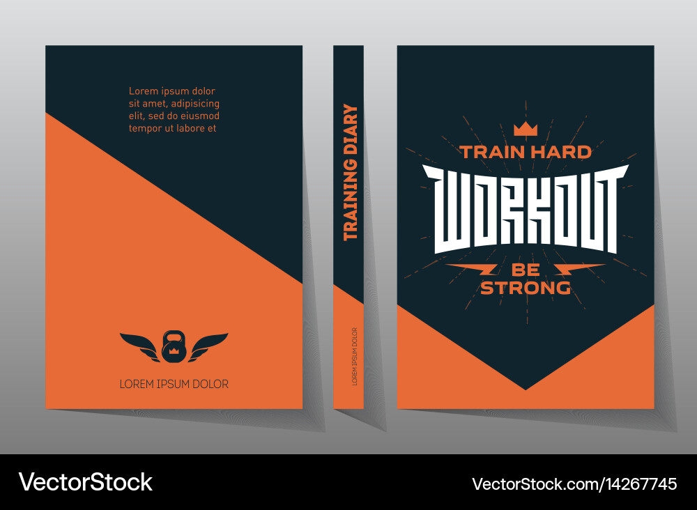 Cover of the training diary a4 brochure design Vector Image