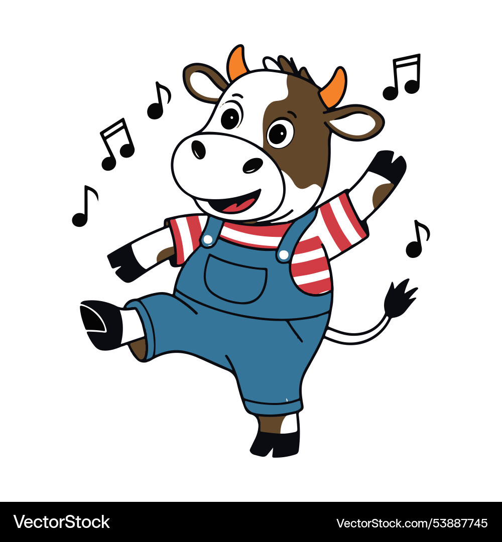 Happy dancing cow clip art Royalty Free Vector Image