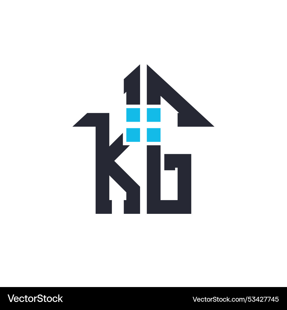 Initials kg house logo design creative letter Vector Image