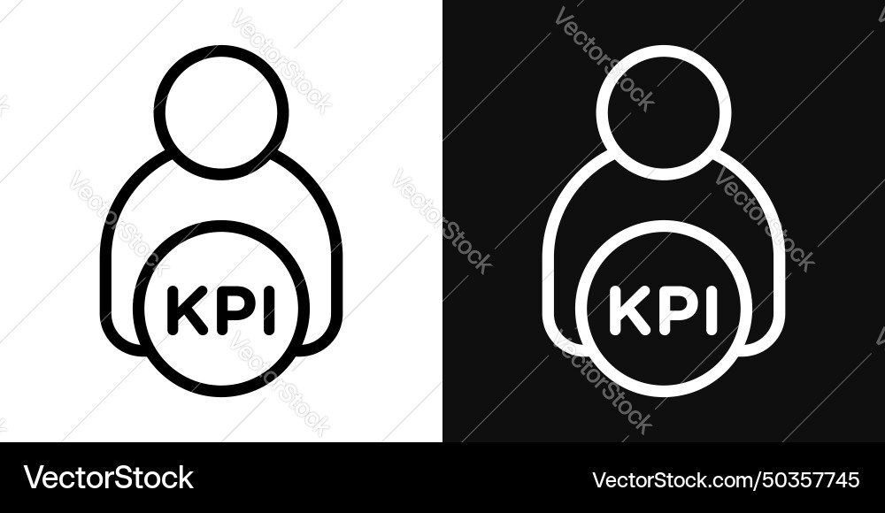 Kpi icon set performance key and management Vector Image