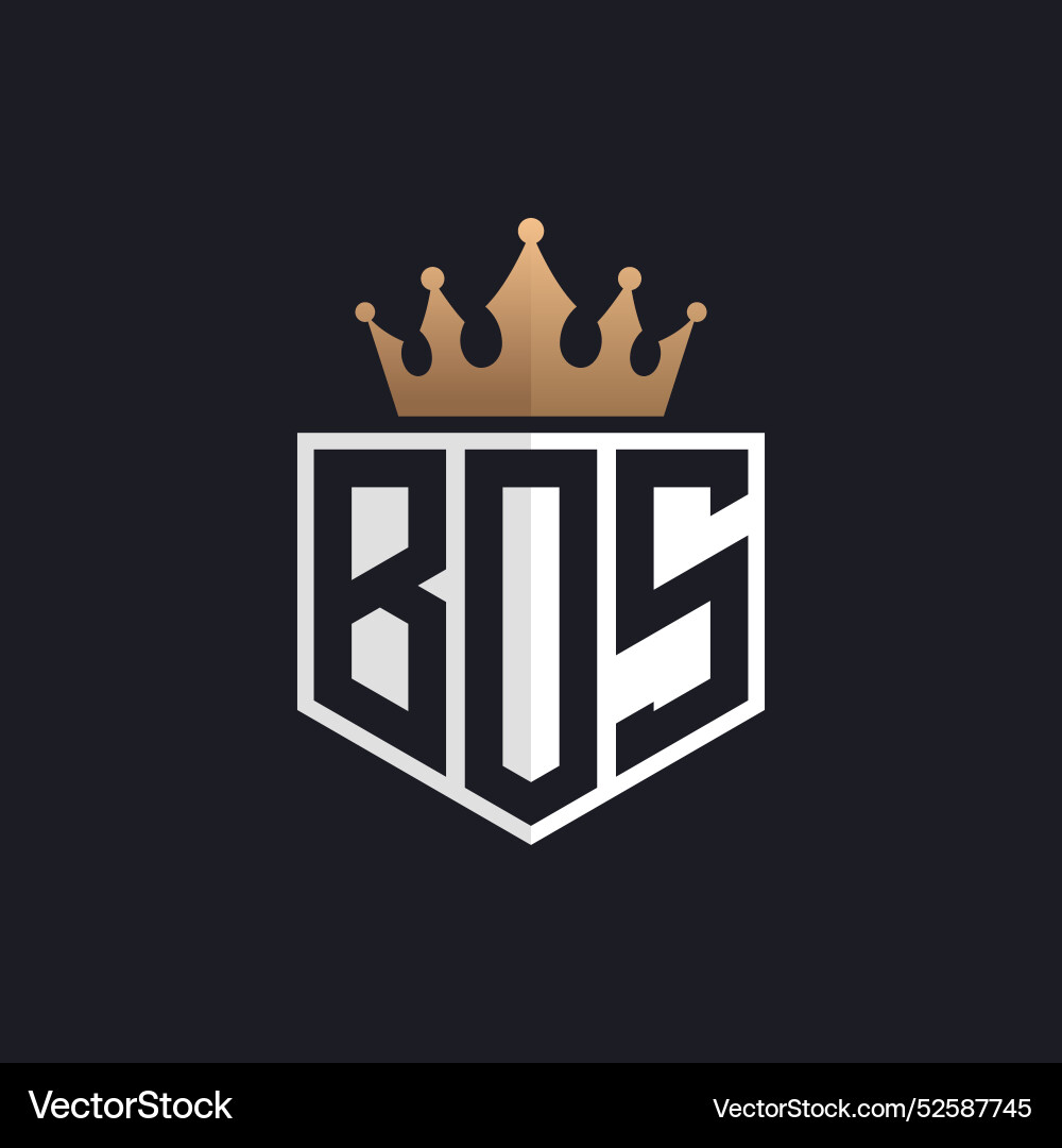 Luxury bos logo with crown elegant initials Vector Image
