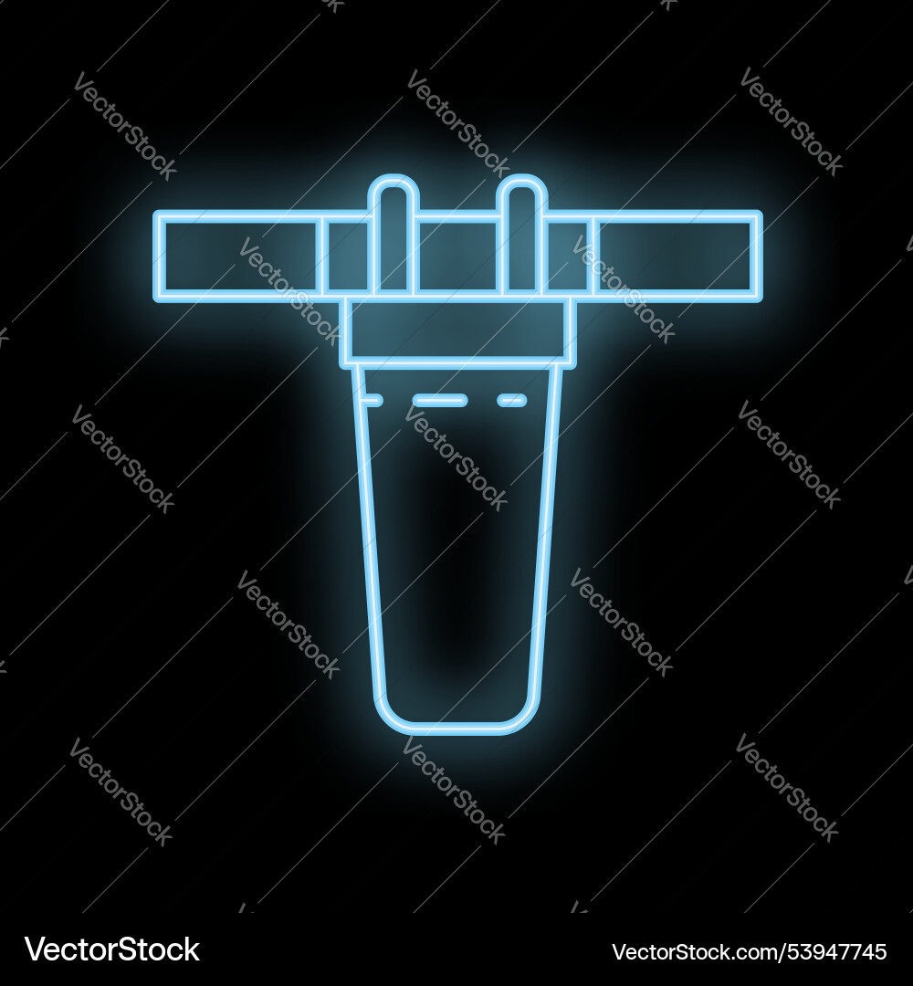 Neon blue water well drilling rig operating Vector Image