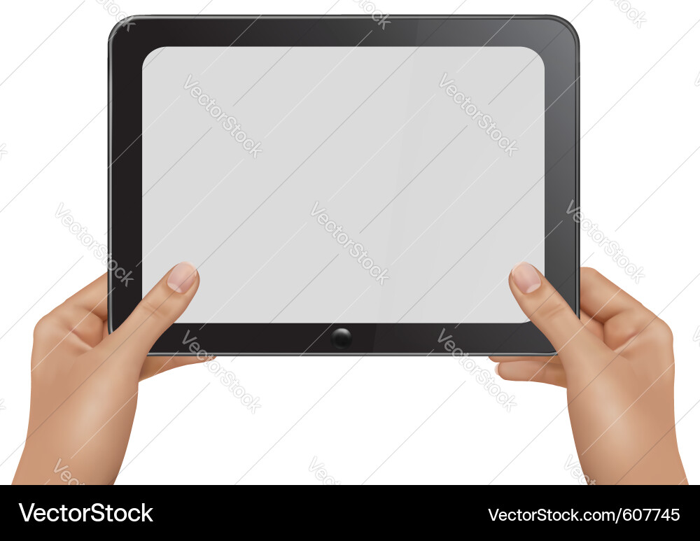 Person holding tablet Royalty Free Vector Image