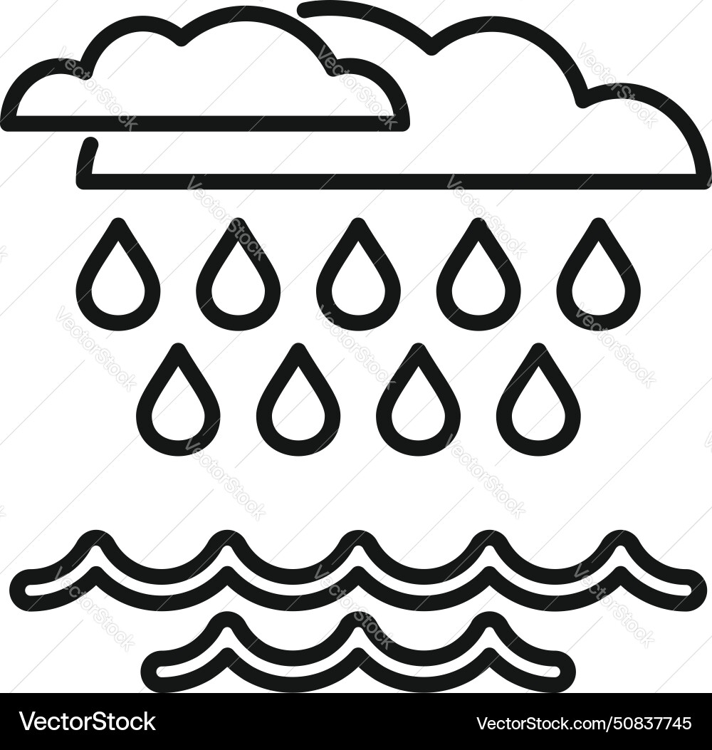 Sea level rise after rains icon outline Royalty Free Vector