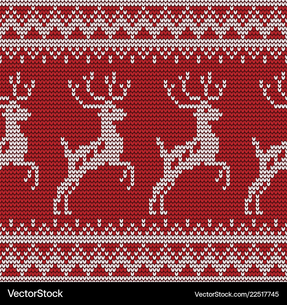 Seamless deer knitting pattern Royalty Free Vector Image