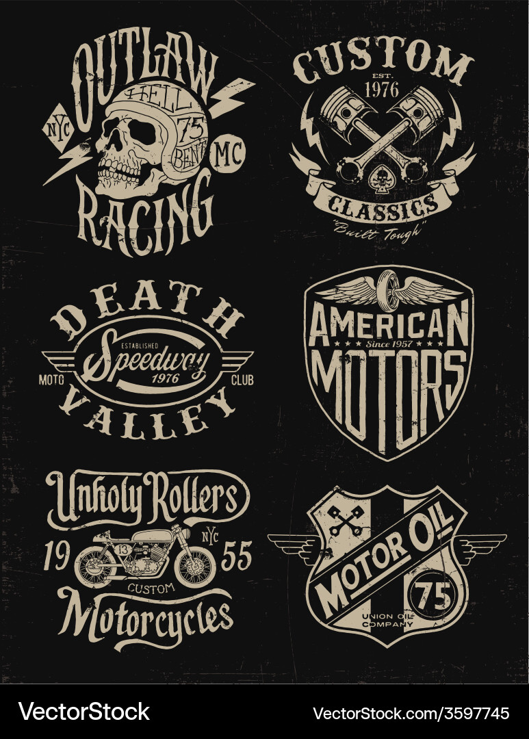 Vintage Motorcycle Badge Set Royalty Free Vector Image