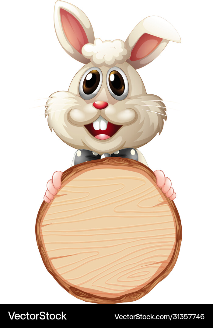 Blank sign template with cute bunny on white Vector Image