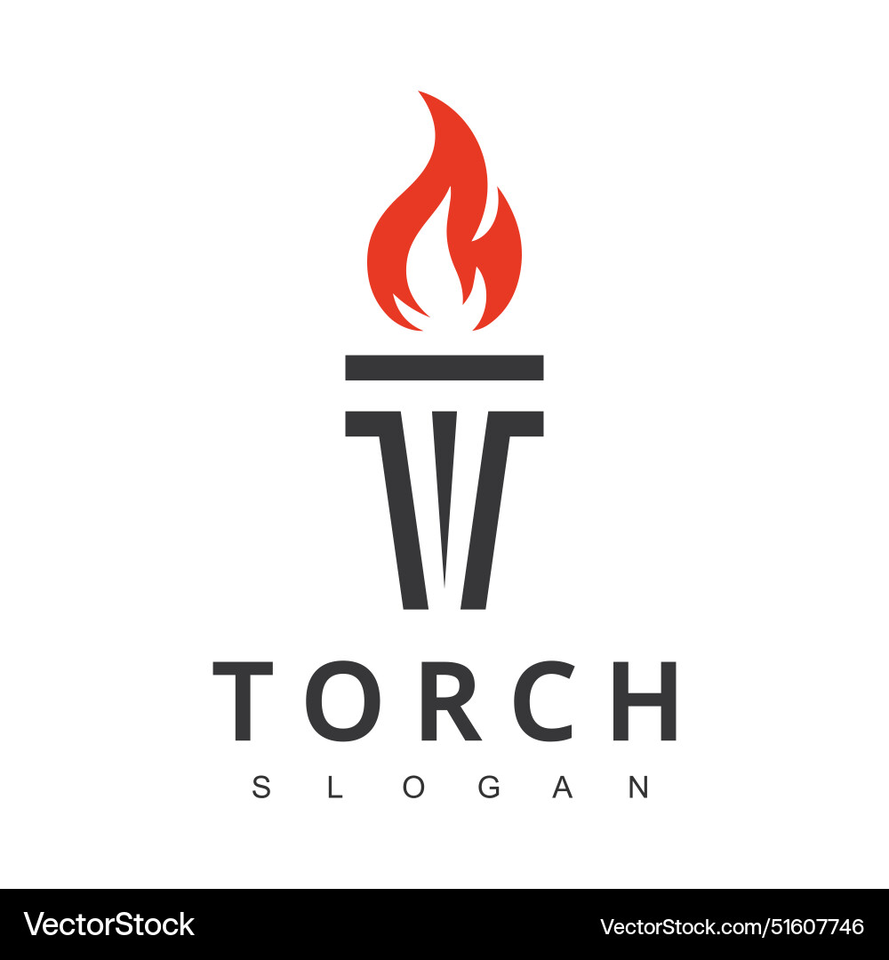 Burning torch fire flame logo design Royalty Free Vector