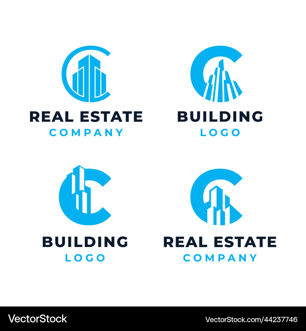 Initial letter c with architecture city building Vector Image