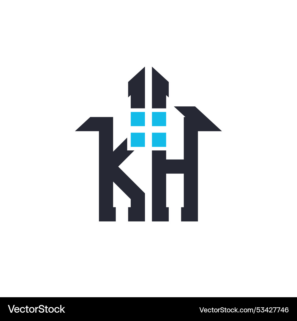 Initials kh house logo design creative letter kh Vector Image