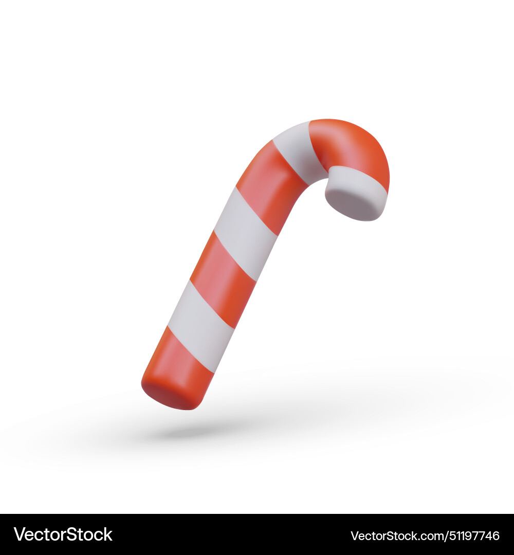 Realistic candy cane in cartoon style sweet Vector Image