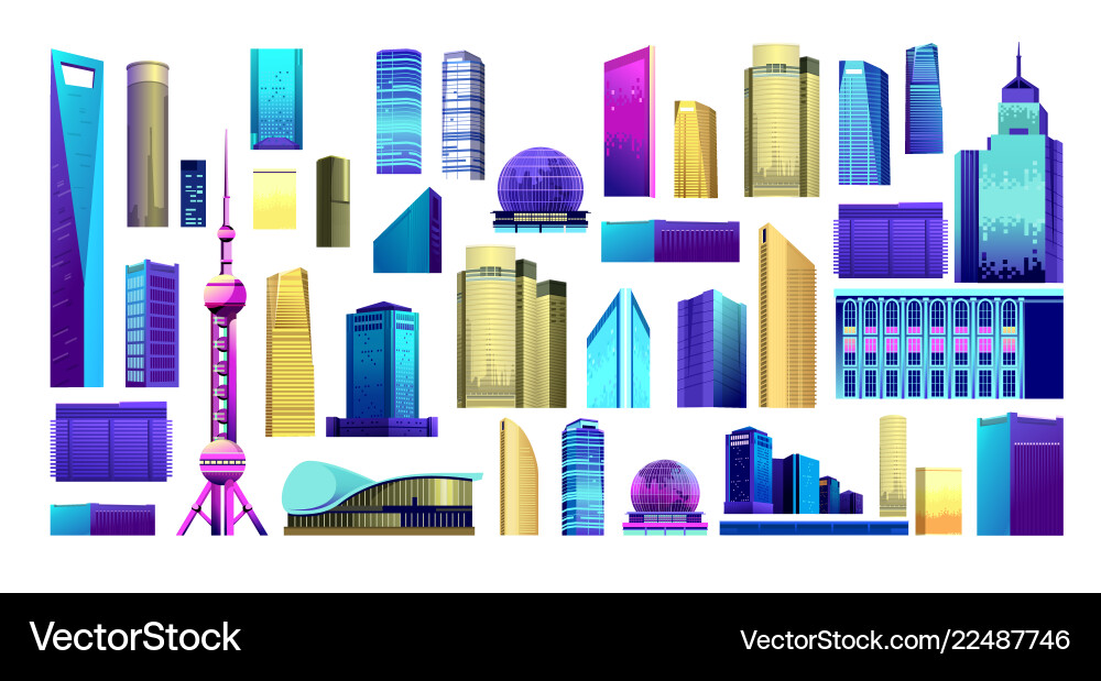 Skyscraper building set Royalty Free Vector Image