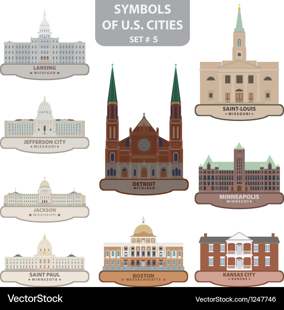Symbols of us cities Royalty Free Vector Image