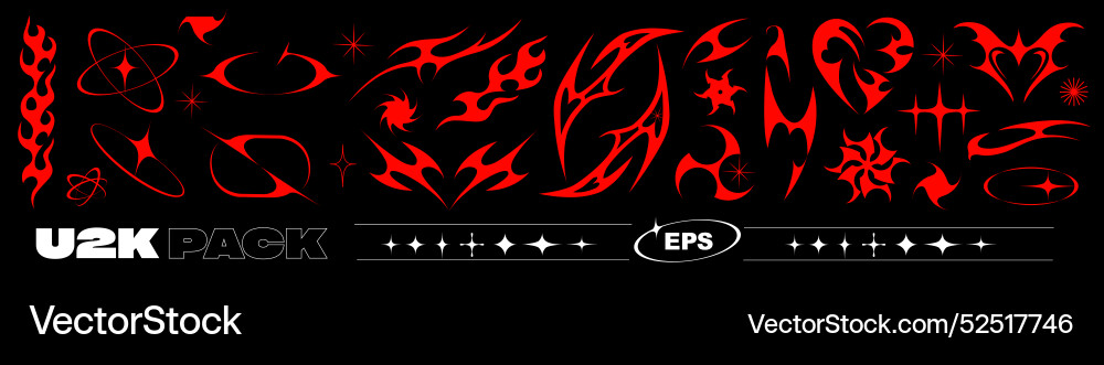 Y2k set big red geometric shapes Royalty Free Vector Image