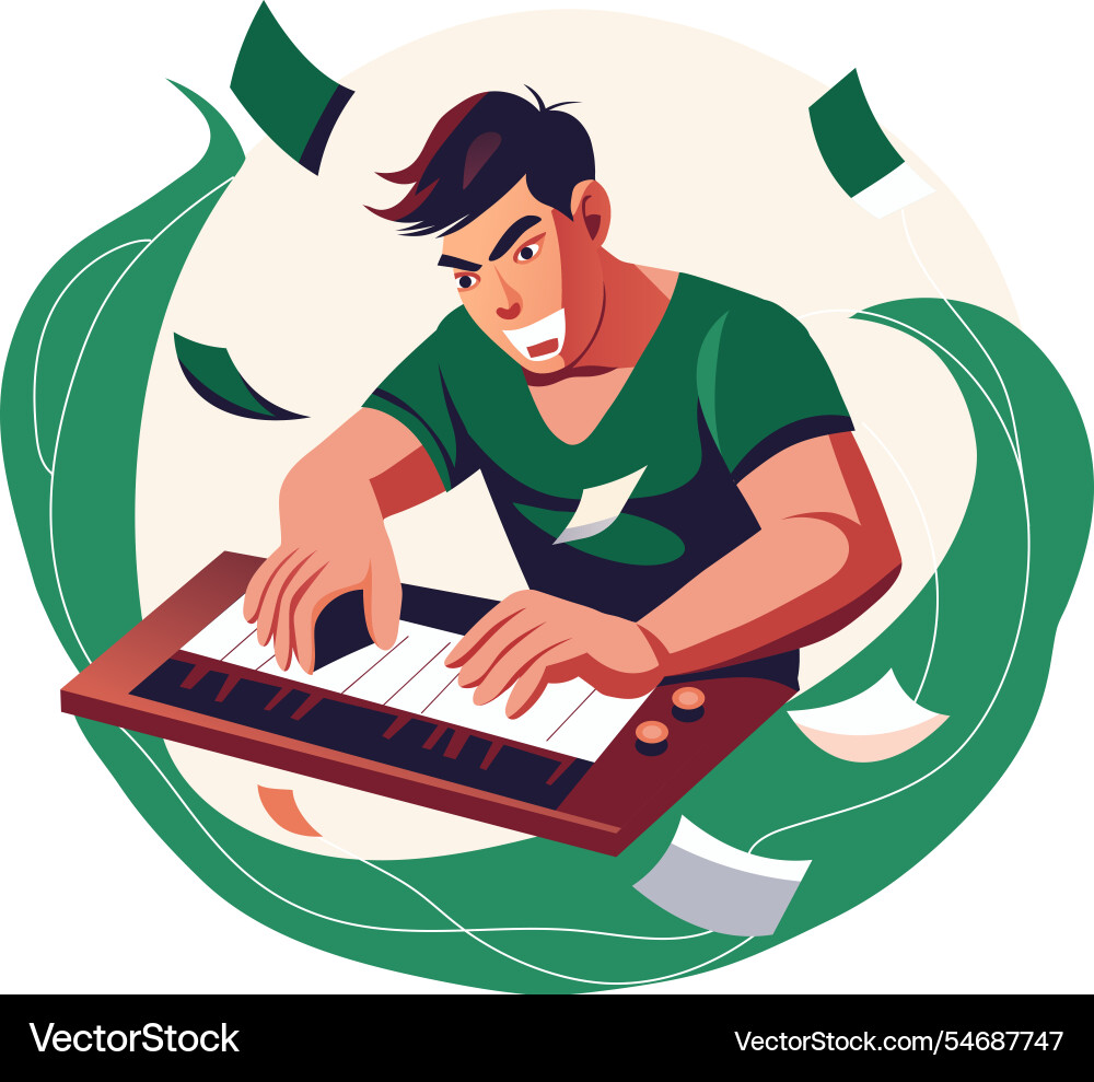 A Flat Of Workaholic Man Royalty Free Vector Image